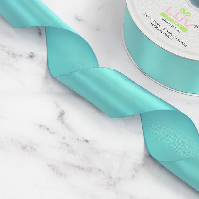 50 Yard- 1.5" Single Faced Satin Ribbon-Aqua - Jacks Dollar