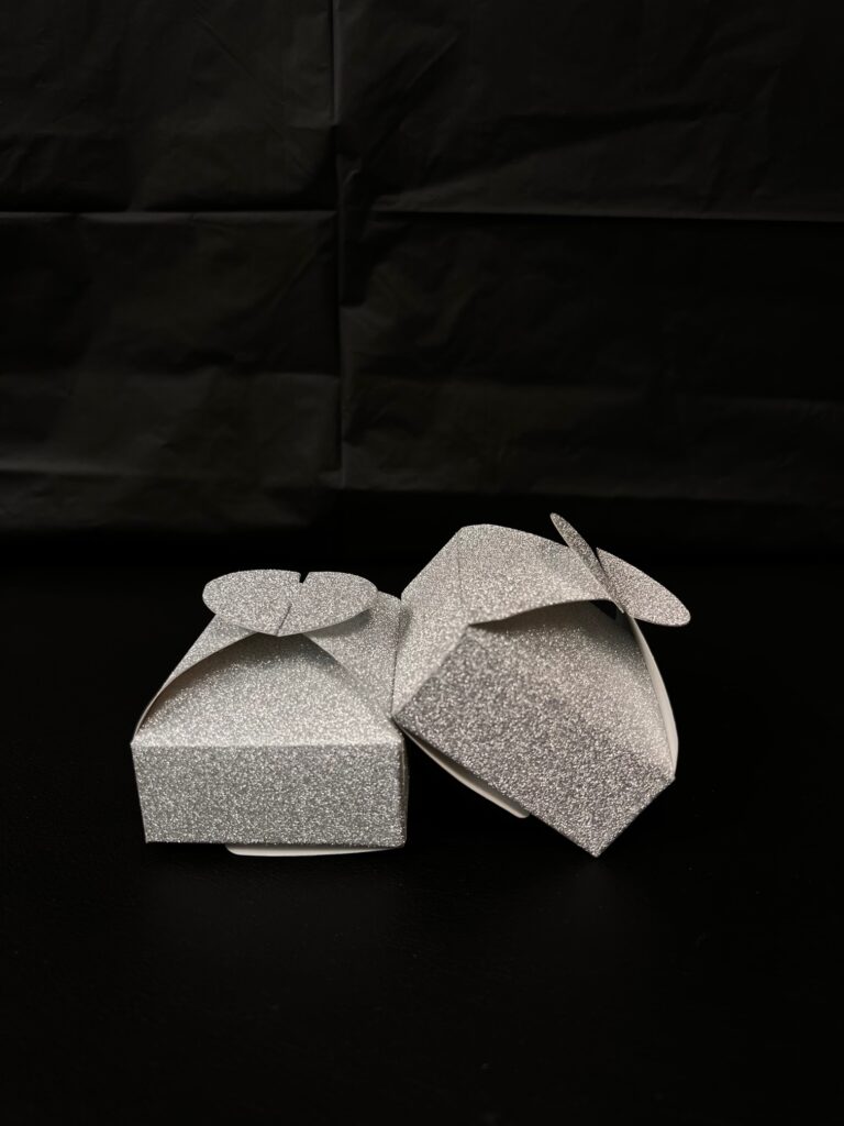 12 Pack- 3" Silver Glitter Candy Treat Boxes - Jacks Dollar