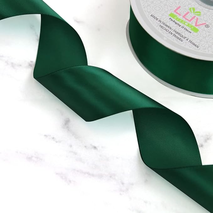 50 Yard- 1.5" Single Faced Satin Ribbon-Hunter Green - Jacks Dollar